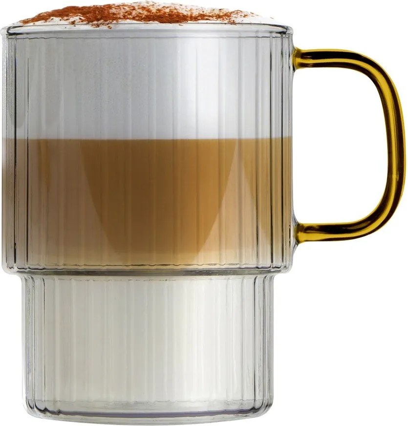 Žluté skleněné hrnky v sadě 2 ks na cappuccino 350 ml Livio – Vialli Design