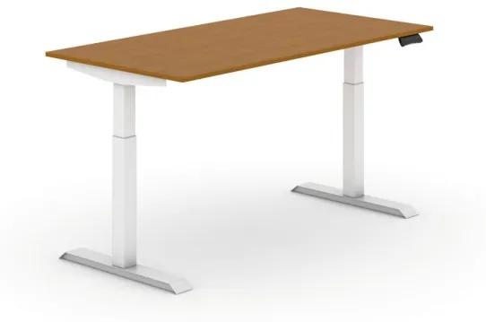 Výškově nastavitelný stůl, elektrický, 735-1235 mm,  deska 1600x800 mm, třešeň, bílá podnož