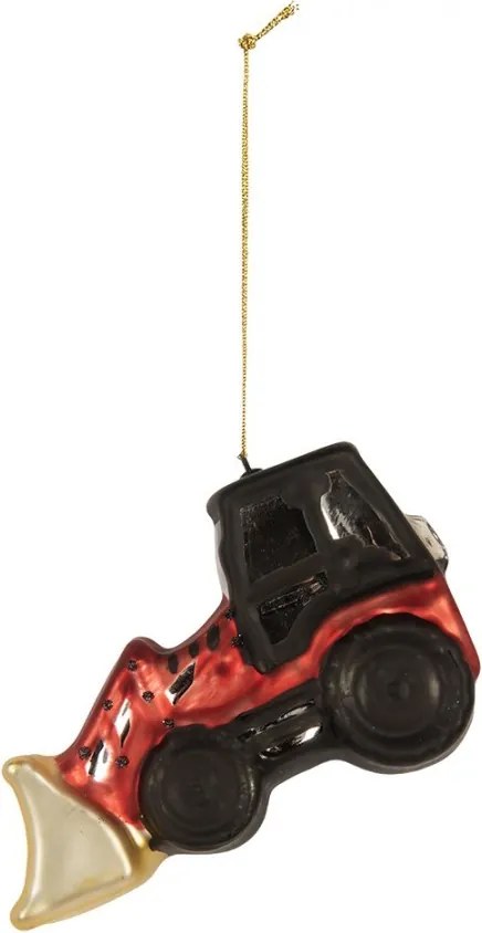Skleněná vánoční ozdoba traktor s radlicí Digger - 12*4*8 cm