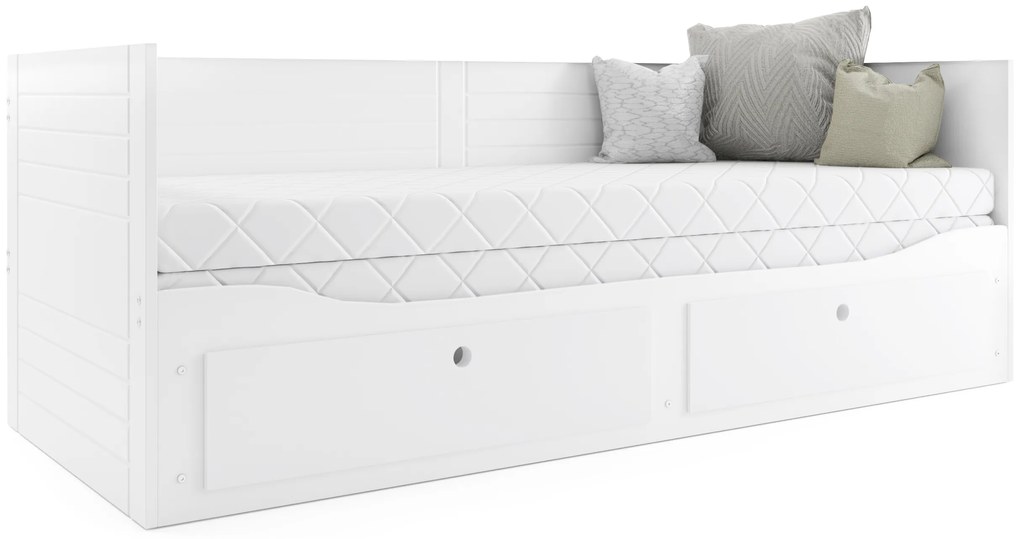 SMB Rozkládací postel s matrací HERME, 80-160x200 cm Dekor: Bílá