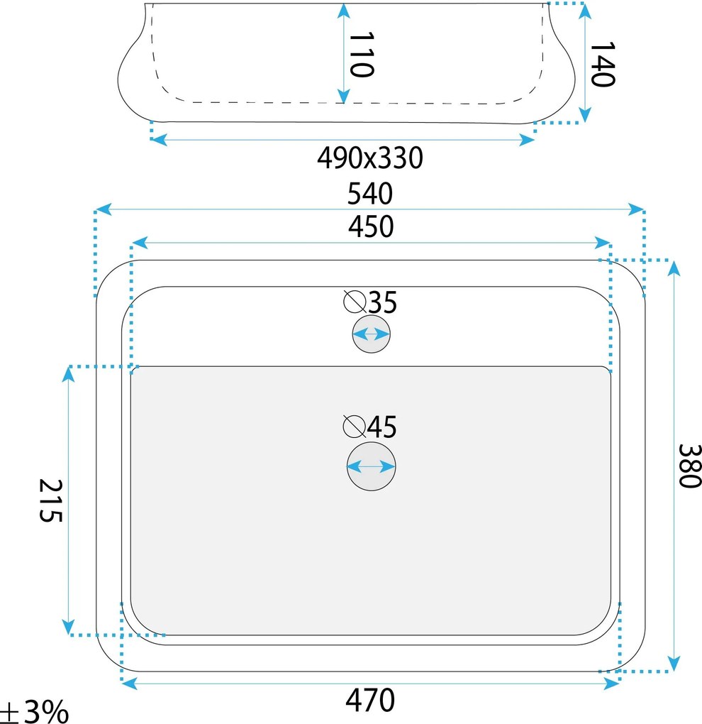 Keramické umyvadlo na desku REA Castel 54x38 stará měď mat