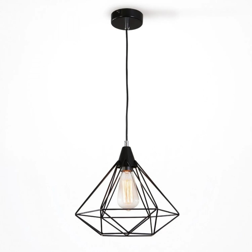 Light for home - Závěsný lustr na lanku 30988 "BRILLIANT", 1x60W, E27, Černá