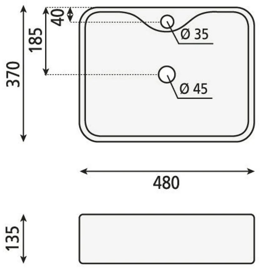 Bílé keramické umyvadlo Sapho Balena, 48 x 37 cm