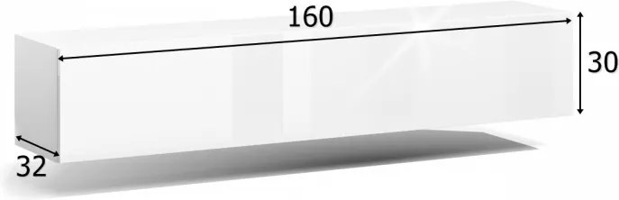 KWADRO 160 lesk, černá, horizontální, moderní závěsná skříň