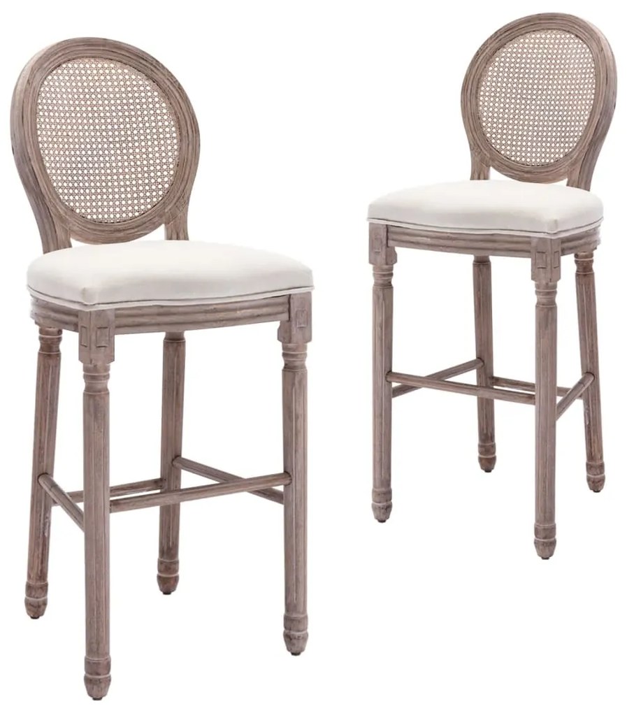245352 vidaXL Barové židle 2 ks lněné ratanové 48 x 52 x 123 cm krémově bílé