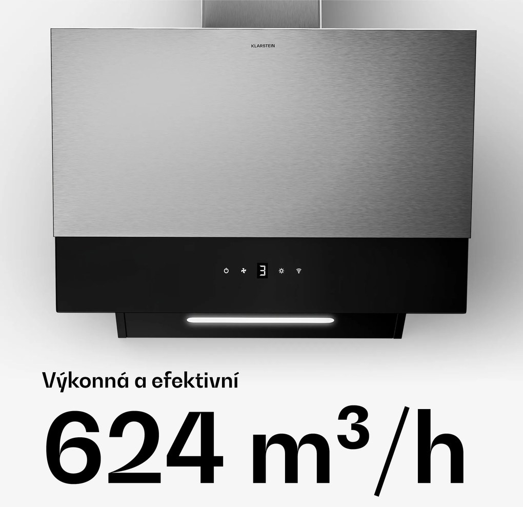 Klarstein Verosteel digestoř, Elegantní, minimalistická, výkonná, Energetická třída A, 624 m³/h, 60 cm