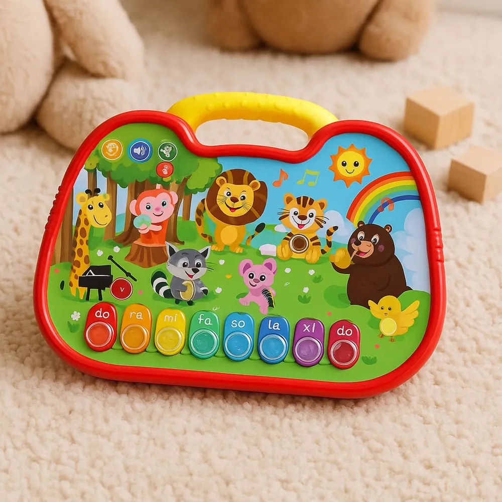LEAN Toys Interaktivní vzdělávací tabule Svět zvířat nástroje piano