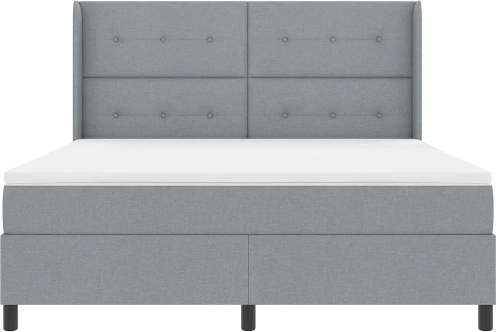 Postel s boxspringem s čelo Světle šedá 200 x 180 cm textil 3341658