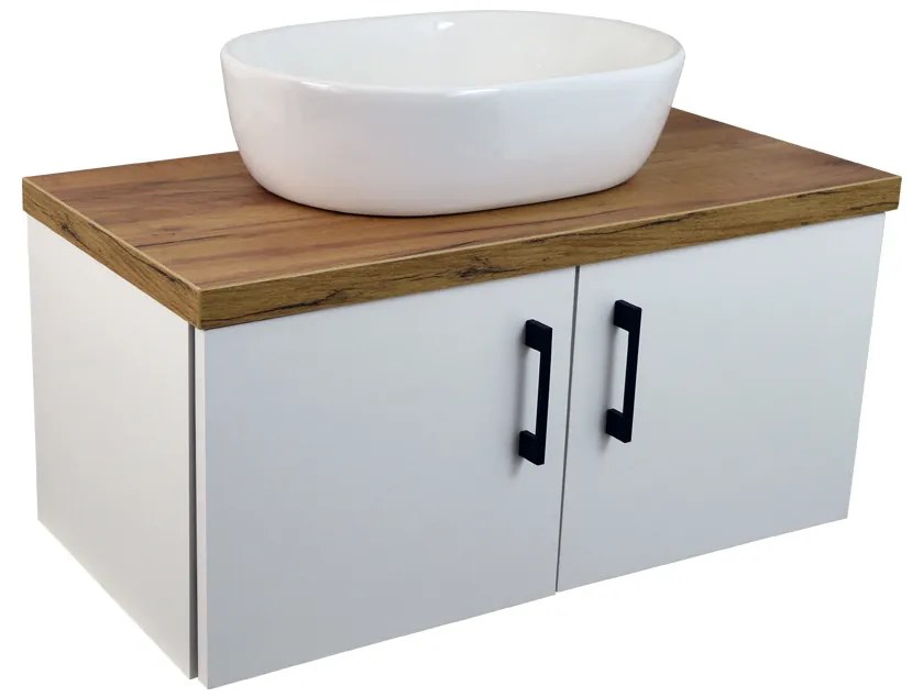 Comodo Koupelnová skříňka pod deskové umyvadlo Agria II W 80-HD - bílá/zlatý dub