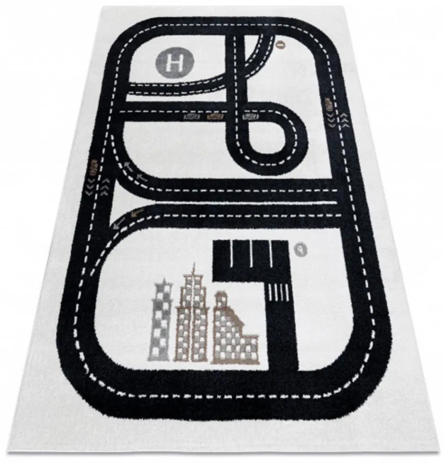 Dětský kusový koberec Závodní dráha krémově bílý, Velikosti 200x290cm