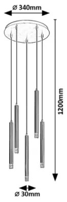 Rabalux 72360 - Lustr na lanku RAMIRA 5xG9/5W/230V černá