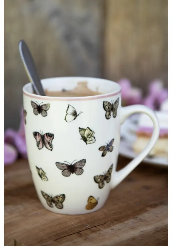 Porcelánový hrnek se vzorem motýlků Butterfly Paradise – 350 ml