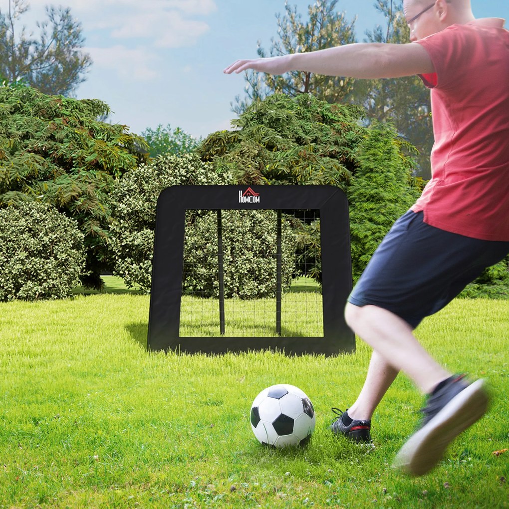 HOMCOM Skládací fotbalová branka Rebounder Odrazová stěna s 5 stupni nastavení pro více sportů 128x118x108-120cm