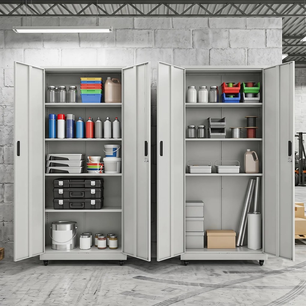 Costway Kovová kartotéka z oceli válcované za studena s 4 výškově nastavitelnými
