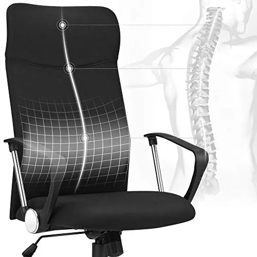 Songmics Ergonomická kancelářská židle, látková, černá OBN034B01