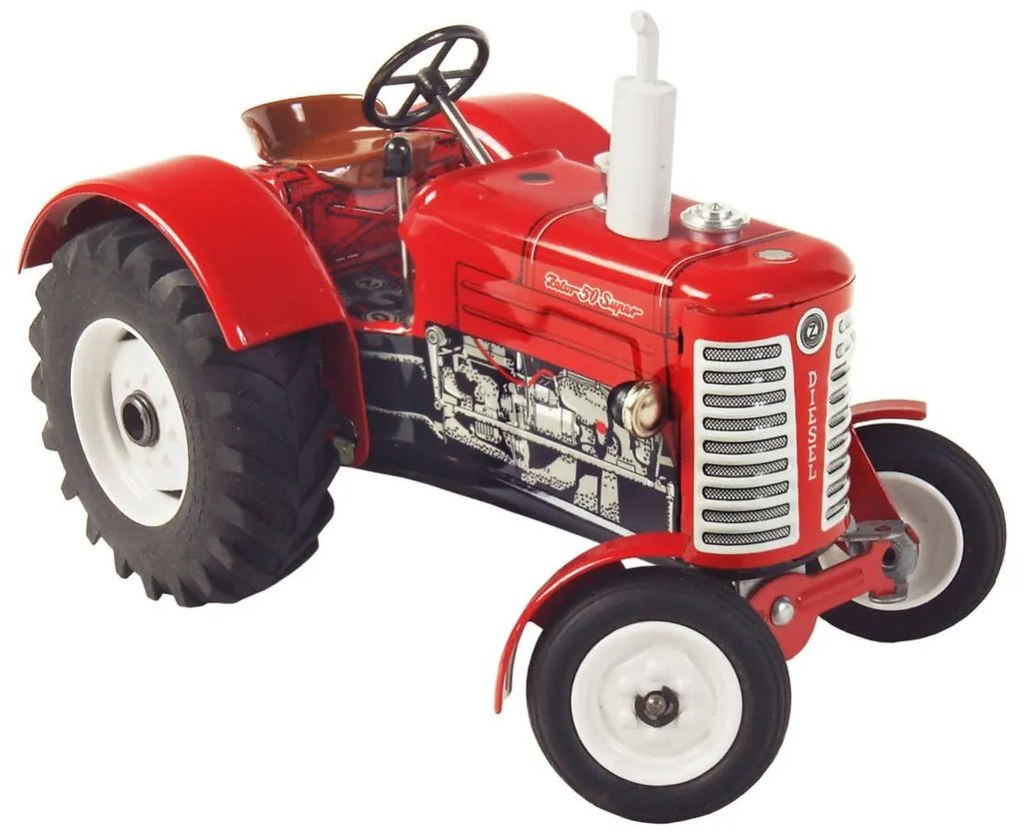 Traktor Zetor 50 Super červený na klíček kov 15cm 1:25 v krabičce Kovap