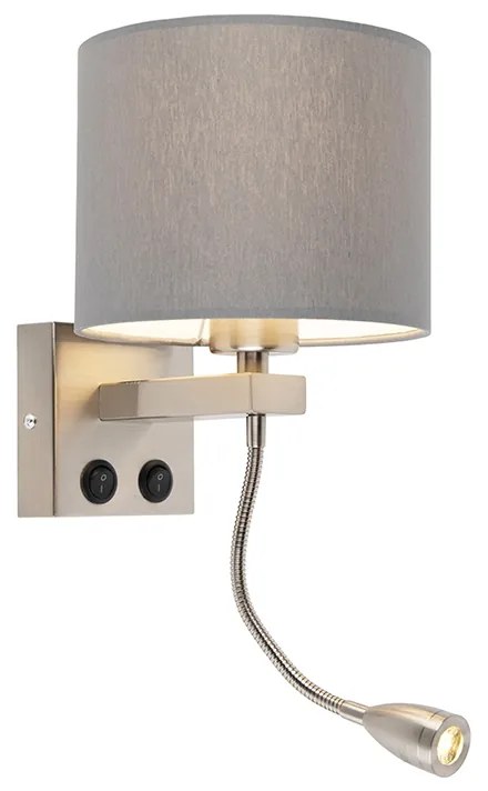 Moderní nástěnná lampa z oceli se šedým odstínem - Brescia