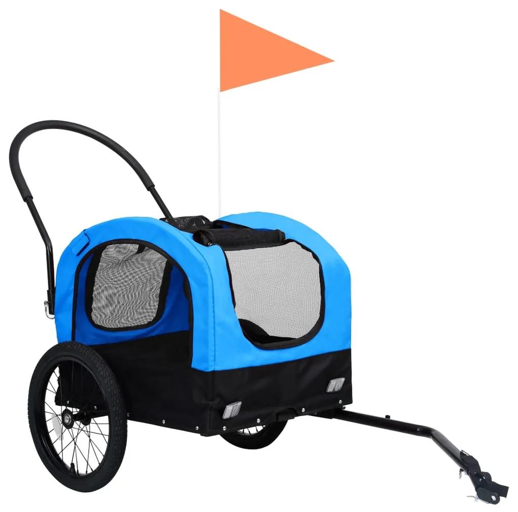 Vozík pro psa za kolo a na běhání 2 v 1 modrý a černý