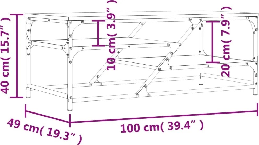 vidaXL Konferenční stolek 100x49x40 cm kompozitní dřevo [835348] Barva: Černá