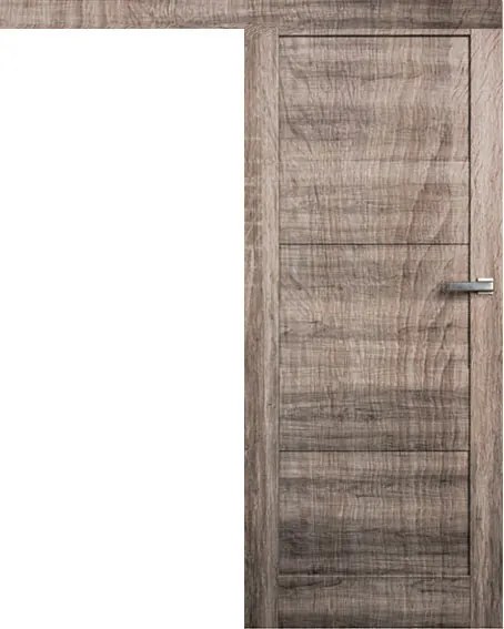 posuvné interiérové dveře na stěnu vasco doors TEO plné, model 1 Průchozí rozměr: 70 x 197 cm, Orientace dveří: Levé dveře, Dekor: Ořech columbia