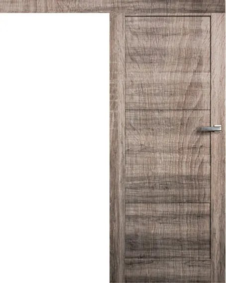 posuvné interiérové dveře na stěnu vasco doors TEO plné, model 1 Průchozí rozměr: 70 x 197 cm, Orientace dveří: Levé dveře, Dekor: Ořech muškátový