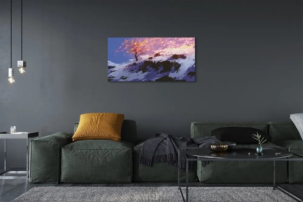Obrazy na plátně Zimní strom top 100x50 cm