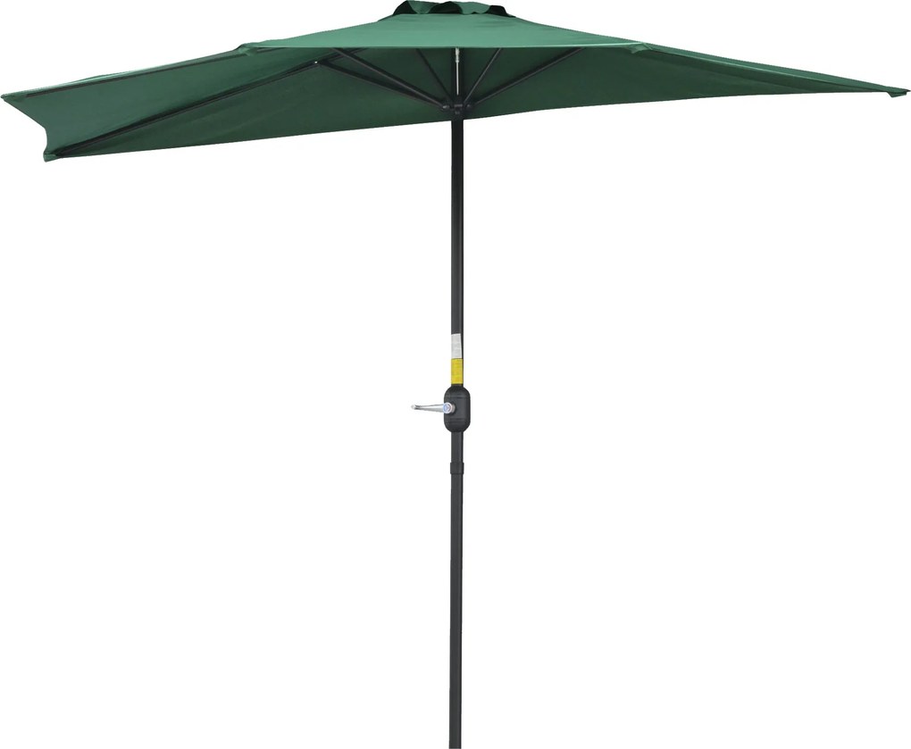 Outsunny Slunečník 270x137x236 cm Zahradní Parasol s Kličkou a Polokruhovým Tvarem pro Terasu, Patio a Bazén Zelený | Aosom