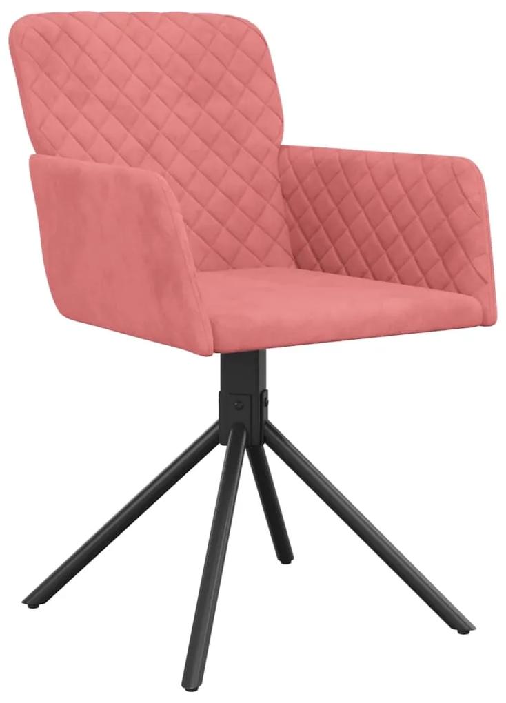 Otočné jídelní židle 2 ks růžové samet - Default Title