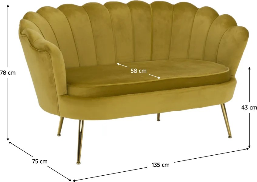 Lavice ve stylu Art-deco, hořčicová Velvet látka / gold chrom-zlatý, NOBLIN