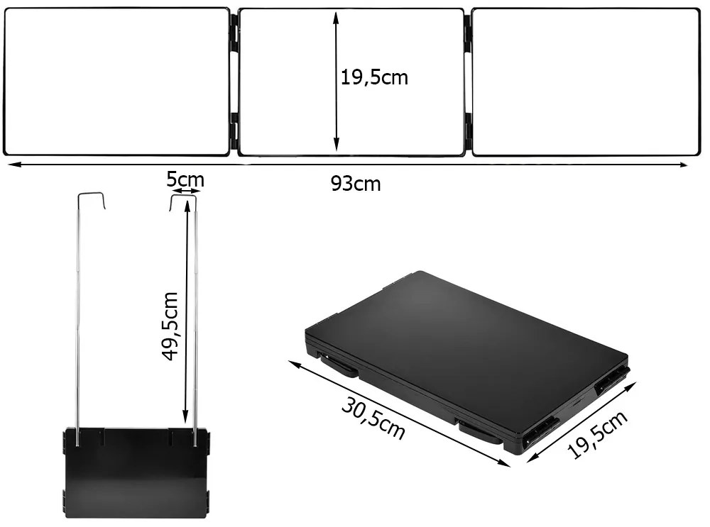 Verk Group Třídílné skládací nástěnné kosmetické zrcadlo