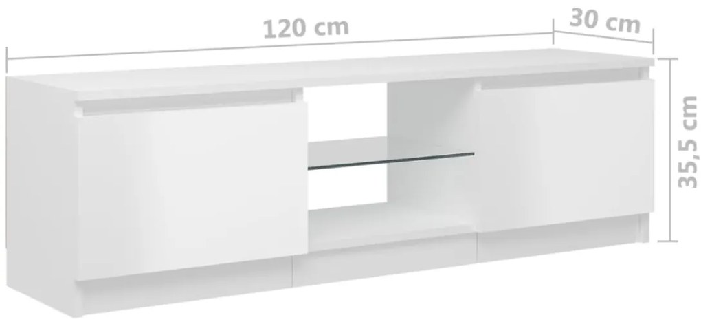 vidaXL TV skříňka s LED osvětlením bílá vysoký lesk 120x30x35,5cm