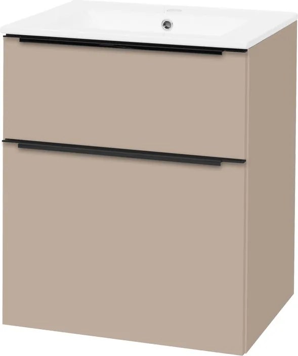 Mereo Mereo, Mailo, koupelnová skříňka s keramickým umyvadlem 61 cm, bílá, dub, antracit, CN550B