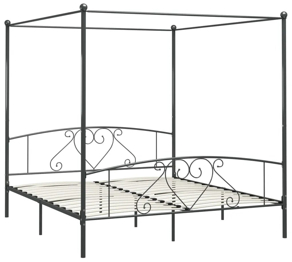 Rám postele s nebesy šedý kovový 200 x 200 cm,  284446