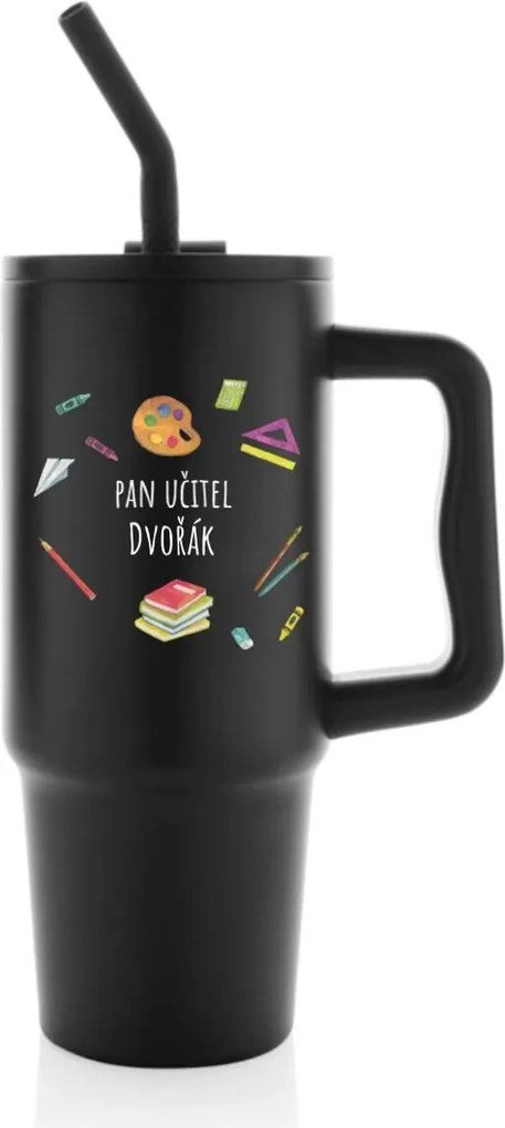 Personalizovaná nerezová termoska s barevným víčkem pro paní učitelku/pana učitele (pomůcky)