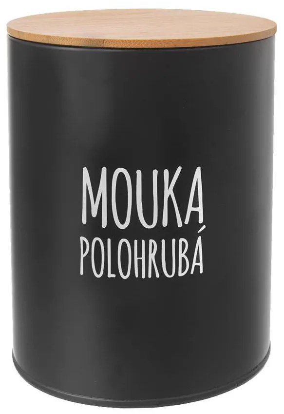 Orion Dóza, plechová, černá, s bambusovým víkem, 2,3l, MOUKA POLOHRUBÁ