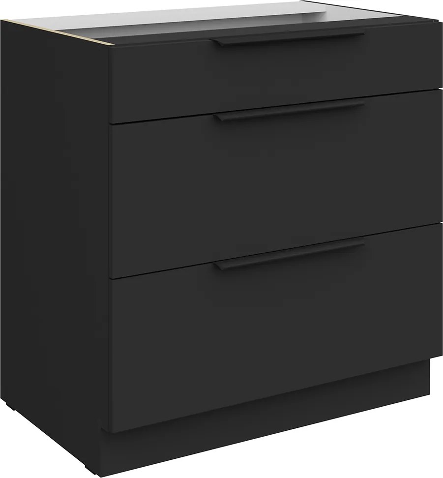 ARIA cc | dolní skříňka 80 D 3S zásuvková | 80 cm | PREMIUM BOX | černá