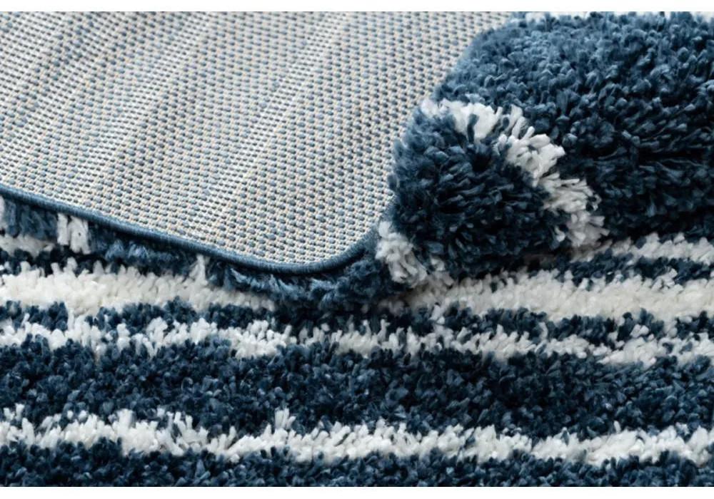Kusový koberec Shaggy Pruhy modrý 120x170cm