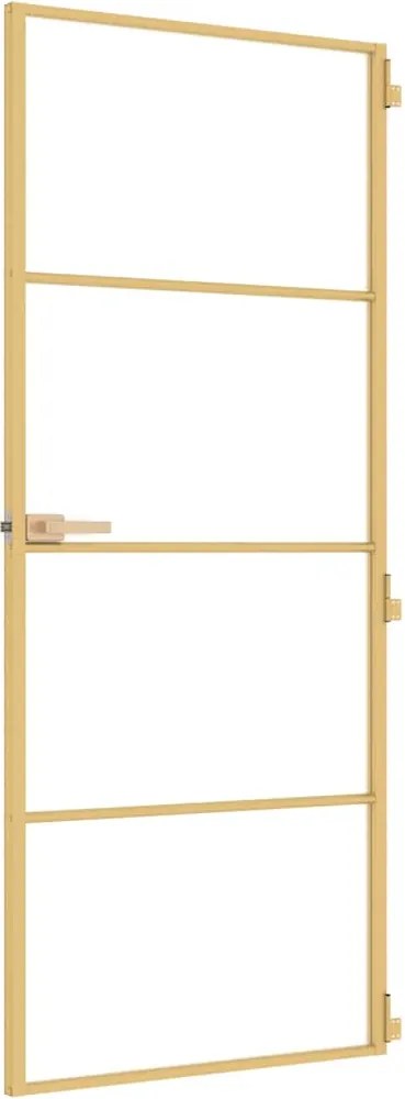 Interiérové dveře úzké zlaté 83x201,5 cm tvrzené sklo a hliník 155137