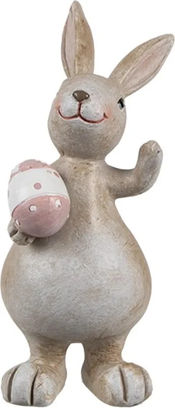 Dekorace hnědý králík s vajíčkem - 5*4*11 cm