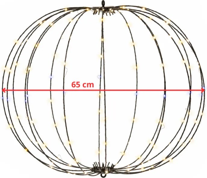 LED světelná koule 65cm 160LED IP44 teplá bílá + záblesky