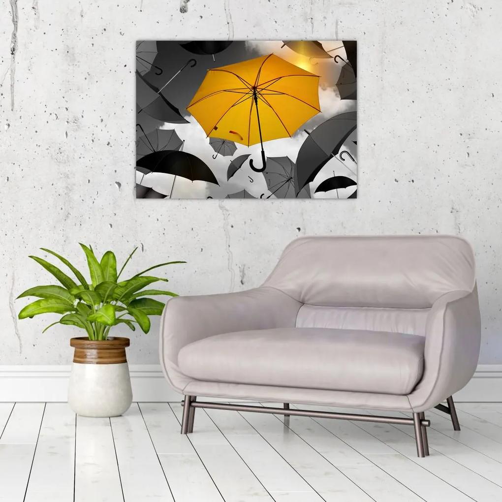 Skleněný obraz žlutého deštníku (70x50 cm)