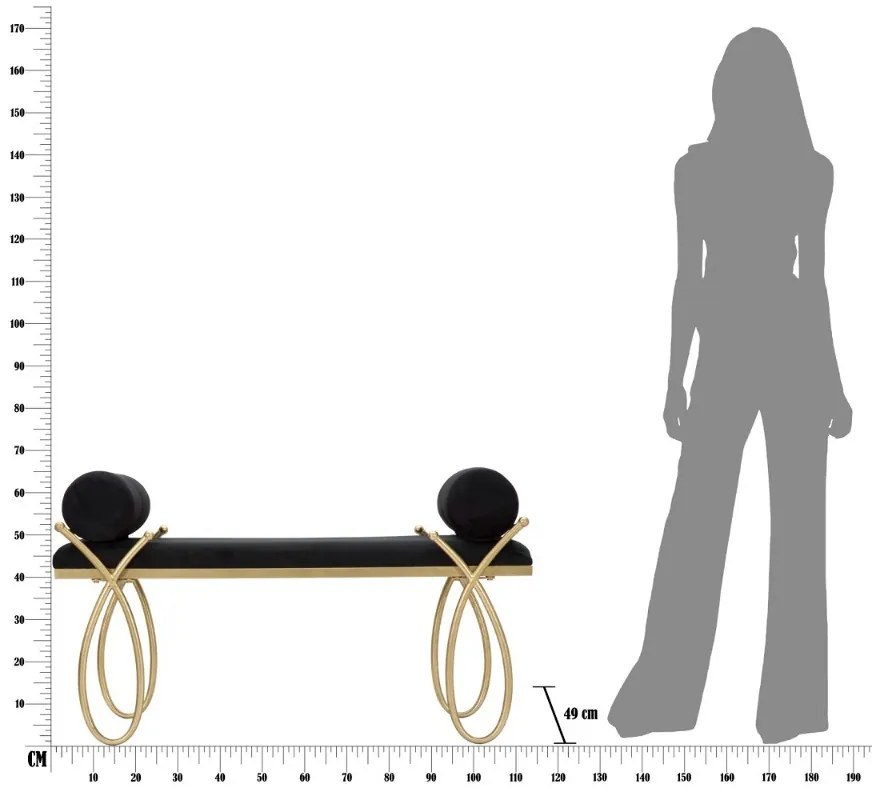 Designová lavice Nancilea 112,5 cm černá