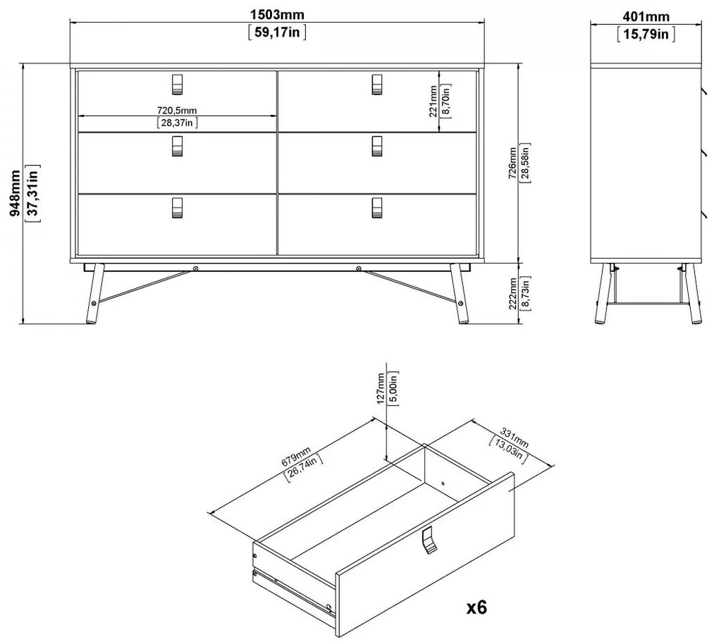 Tvilum Komoda Rain 6s velká jackson hickory