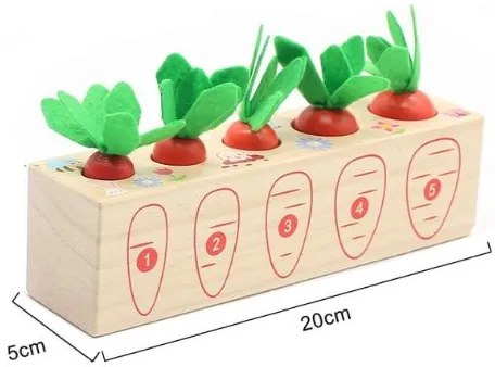 Montessori vzdělávací hračka - záhonek se zeleninou Varianta: 5x20 cm, 5 ks mrkev