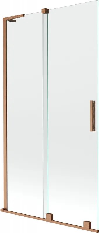 Mexen Velar L, 2-křídlová posuvná vanová zástěna 100 x 150 cm, 8mm čiré sklo, měděná matná, 896-100-003-01-65