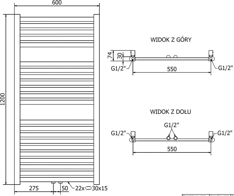 Mexen Hades, topné těleso 1200x600 mm, 520 W, zlatá lesklá, W104-1200-600-00-50