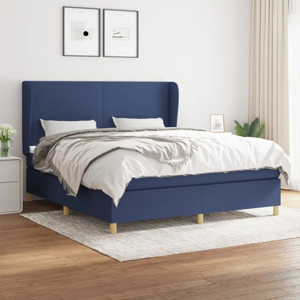 Box spring postel s matrací modrá 180x200 cm textil 3128387