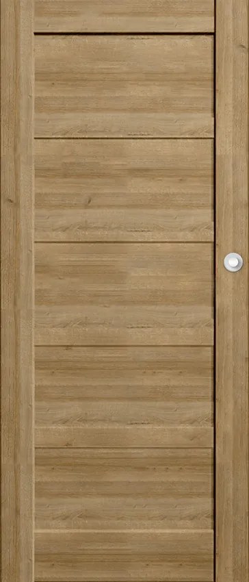 posuvné interiérové dveře do pouzdra BRAGA plné, model 1 Průchozí rozměr: 70 x 197 cm, Orientace dveří: Levé dveře, Dekor: Dub Santa
