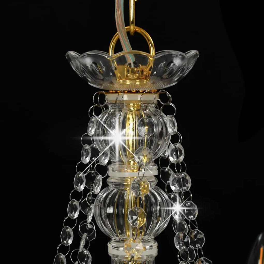 vidaXL Lustr s korálky zlatý 8 x žárovky E14