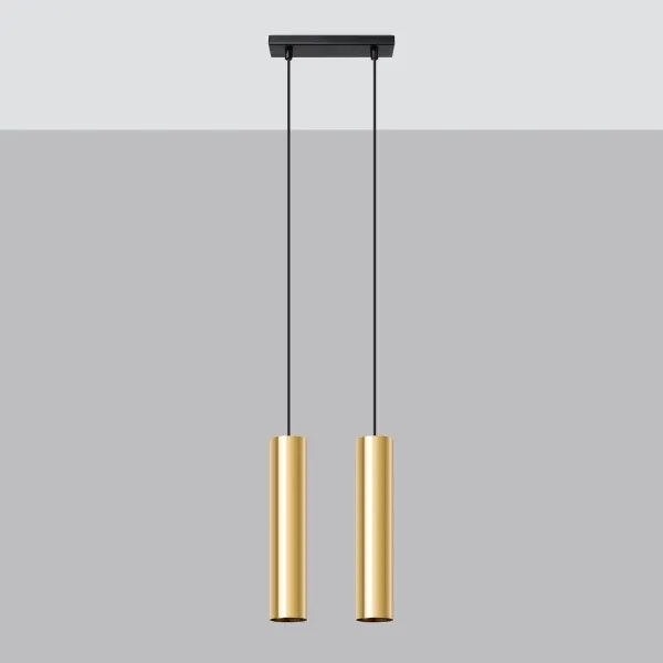 Sollux SL.1241 - Lustr na lanku LAGOS 2xGU10/10W/230V zlatá